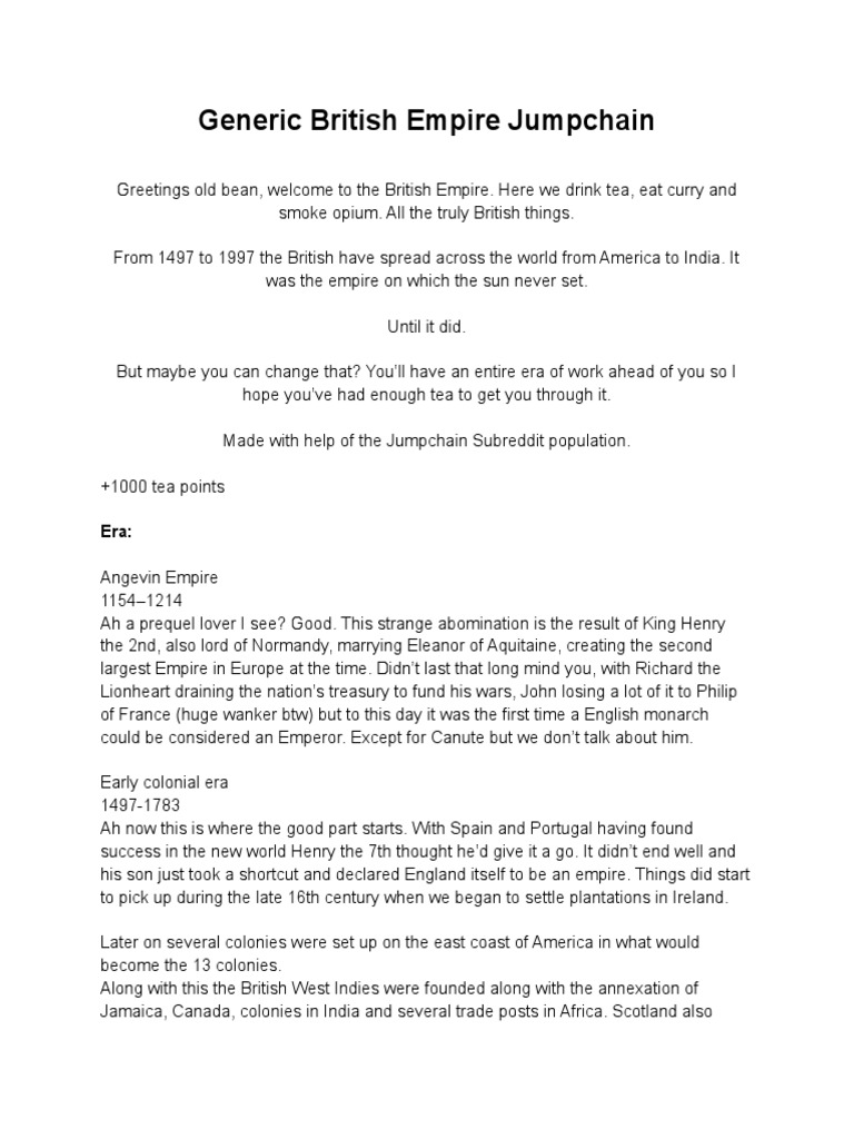 Generic British Empire Jumpchain | PDF | British Empire | Napoleon