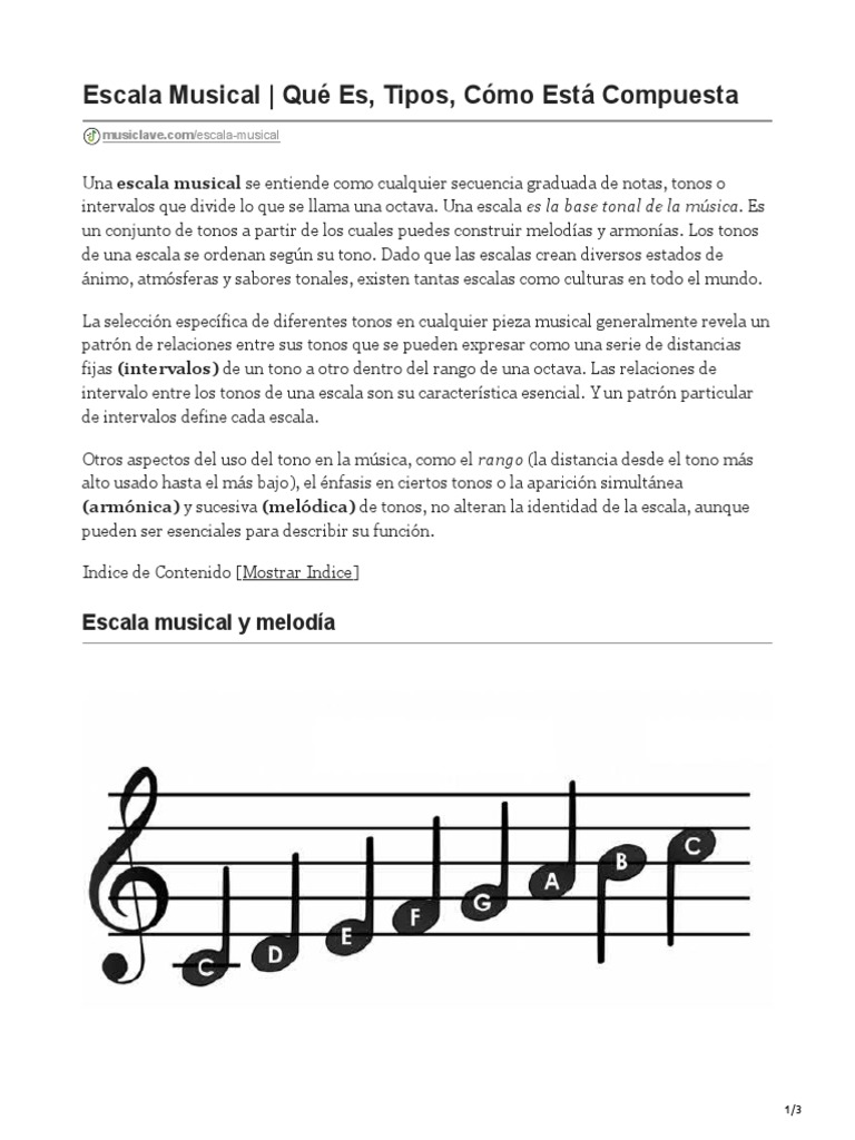 Escala Musical Qué Es Tipos Cómo Está Compuesta PDF | PDF | Escala ...