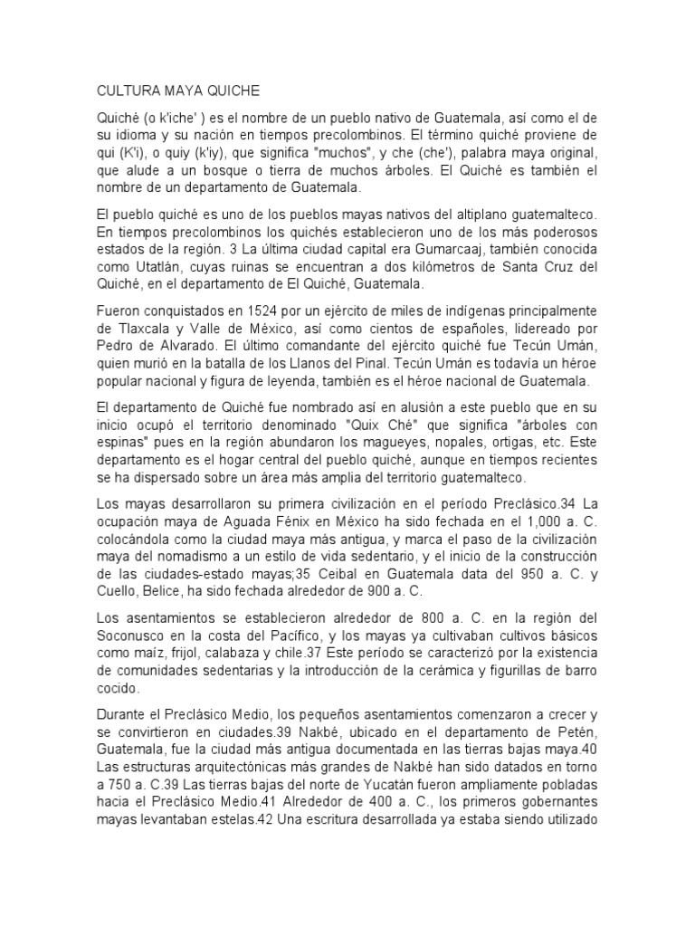 Cultura Maya Quiche | PDF | Pueblos mayas | Comunicación humana