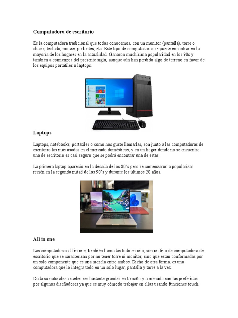 Tipos de Computadoras | PDF | Ordenador portátil | Smartphone