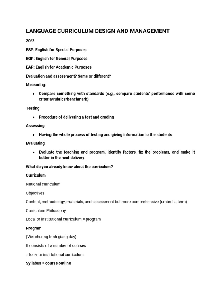 Language Curriculum Design and Management | PDF | Second Language ...