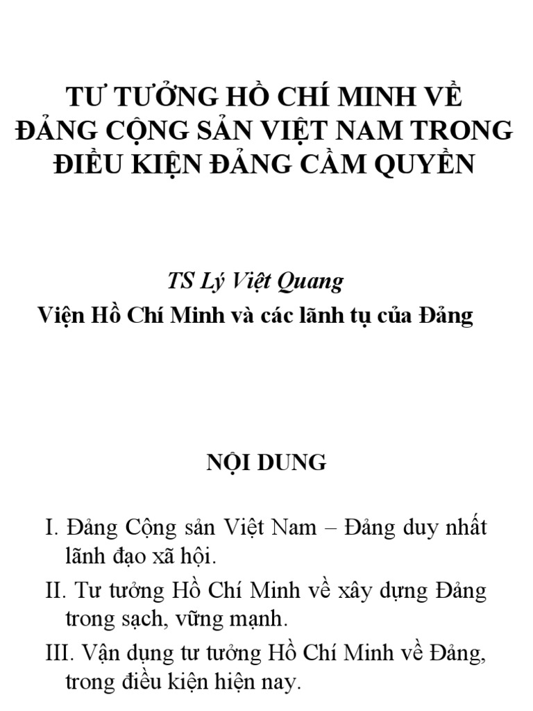 Tu Tuong HCM Ve DCSVN Trong Dieu Kien Dang Cam Quyen | PDF