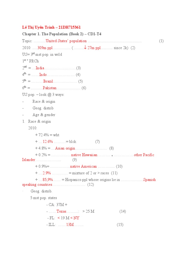 United States' Population 309m PPL 27m PPL: Chapter 1. The Population ...