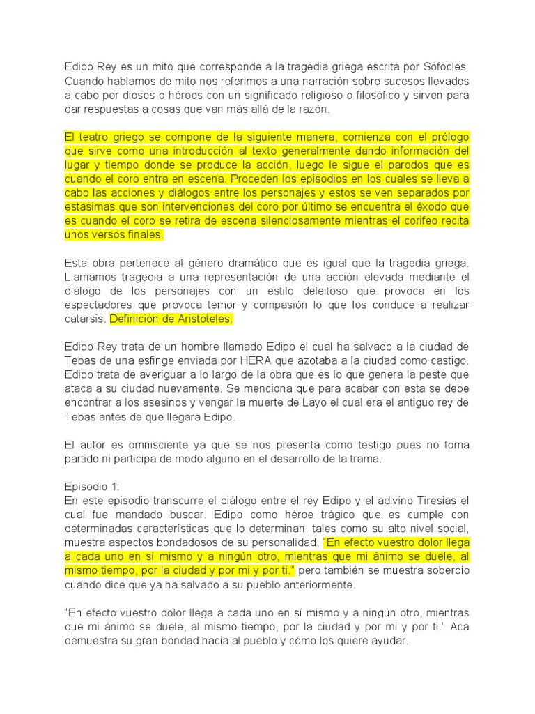 Analisis Episodio 1 Edipo Rey2,0 | PDF | Edipo | Tragedia griega