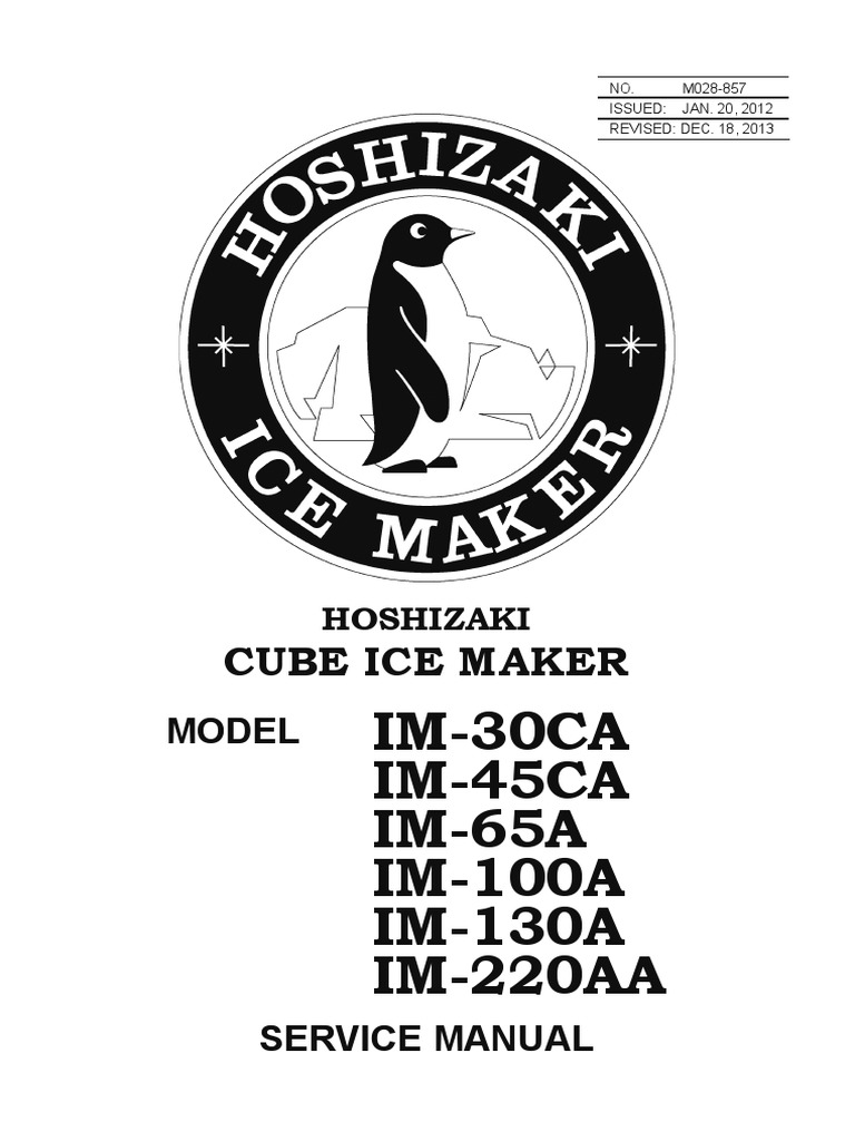 Service Manual Cube Ice Machine - Im Series (Self Contained) | PDF ...