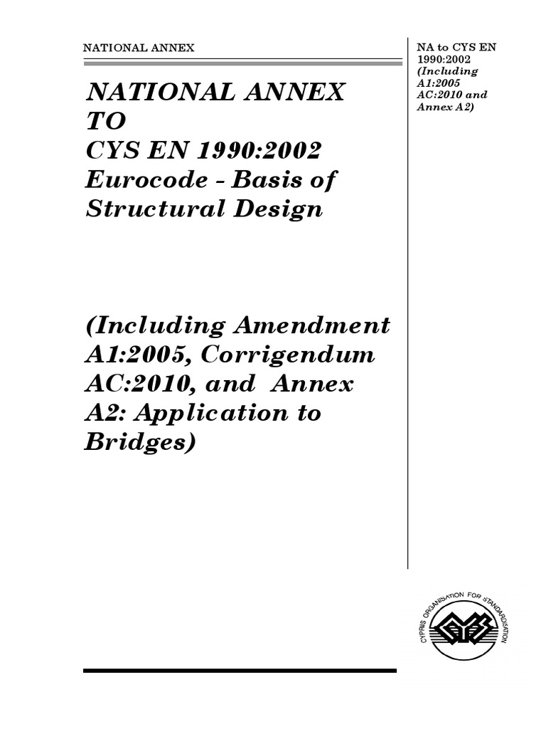 National Annex TO CYS EN 1990:2002 Eurocode - Basis of Structural ...