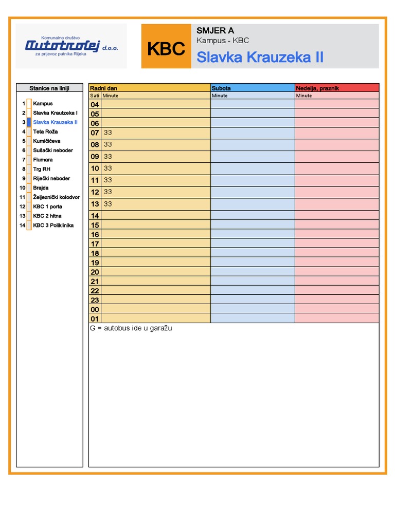 Vozni Red - KBC - 2510 - A | PDF