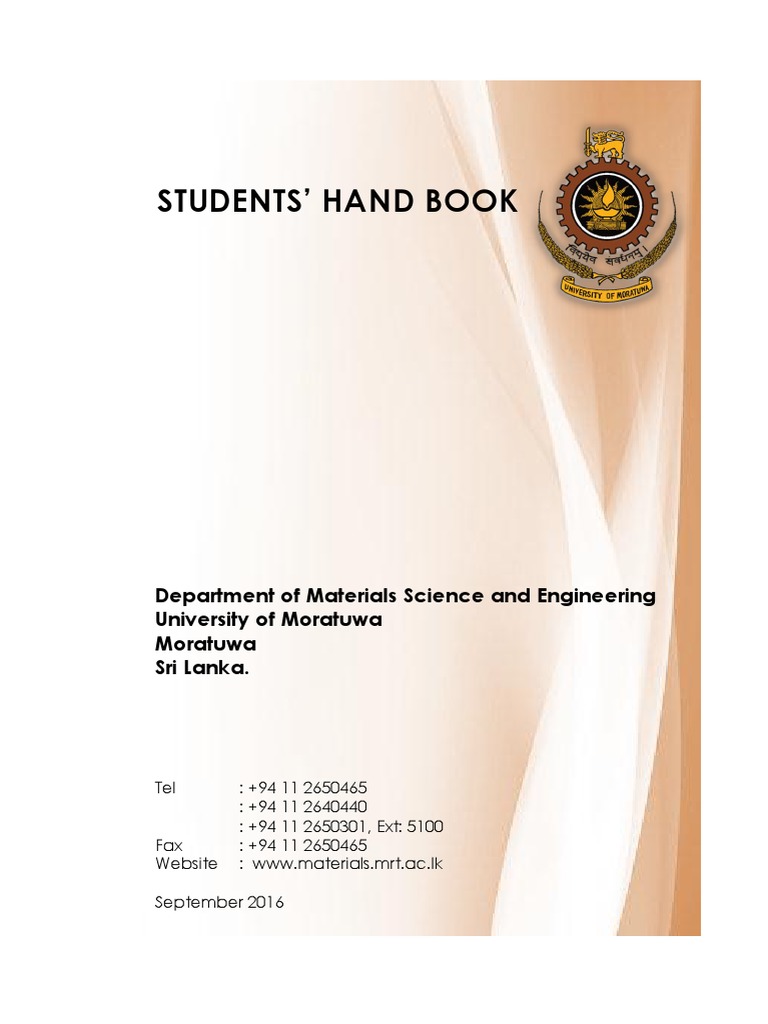 Department of Materials Science and Engineering Student Handbook: A ...