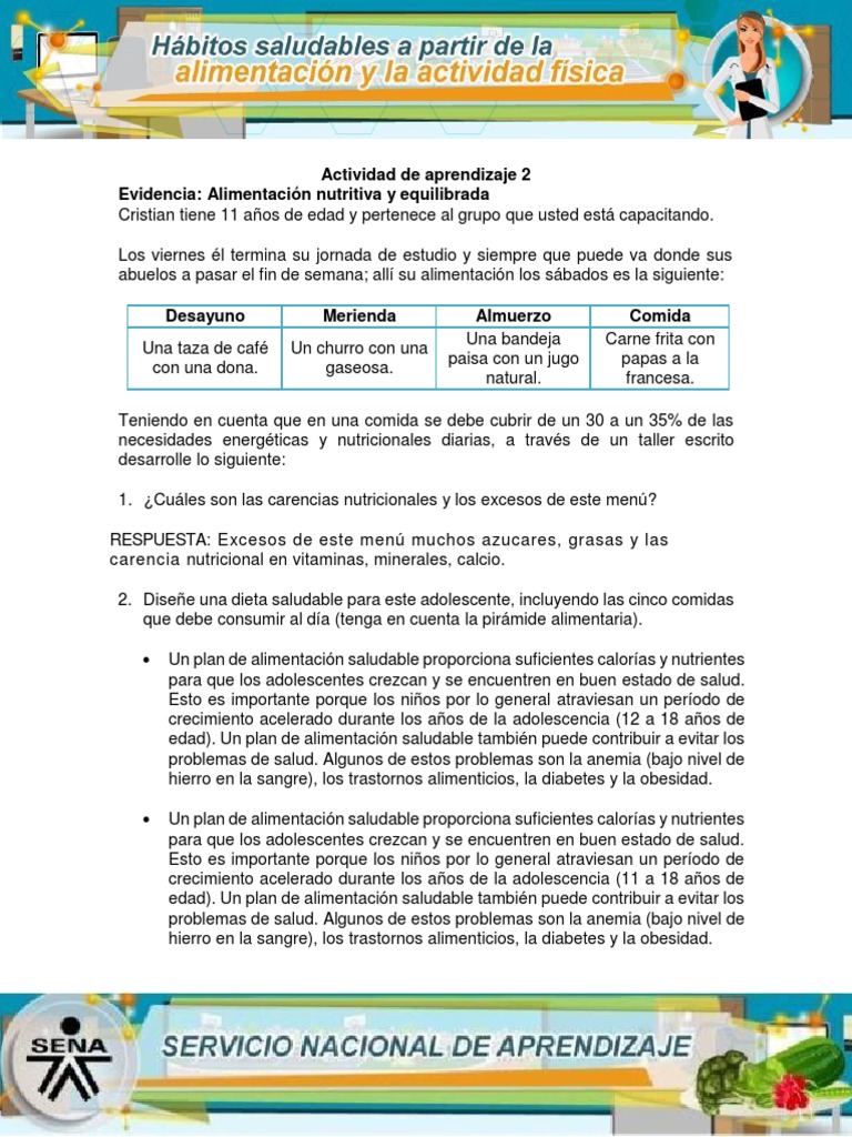 Evidencia Descargable 2 | PDF | Alimentos | Dieta