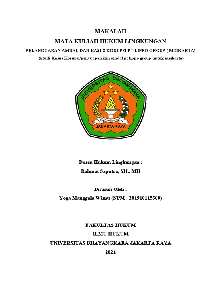 Makalah Hukum Lingkungan 4a4 Yoga Manggala Wisnu Pdf
