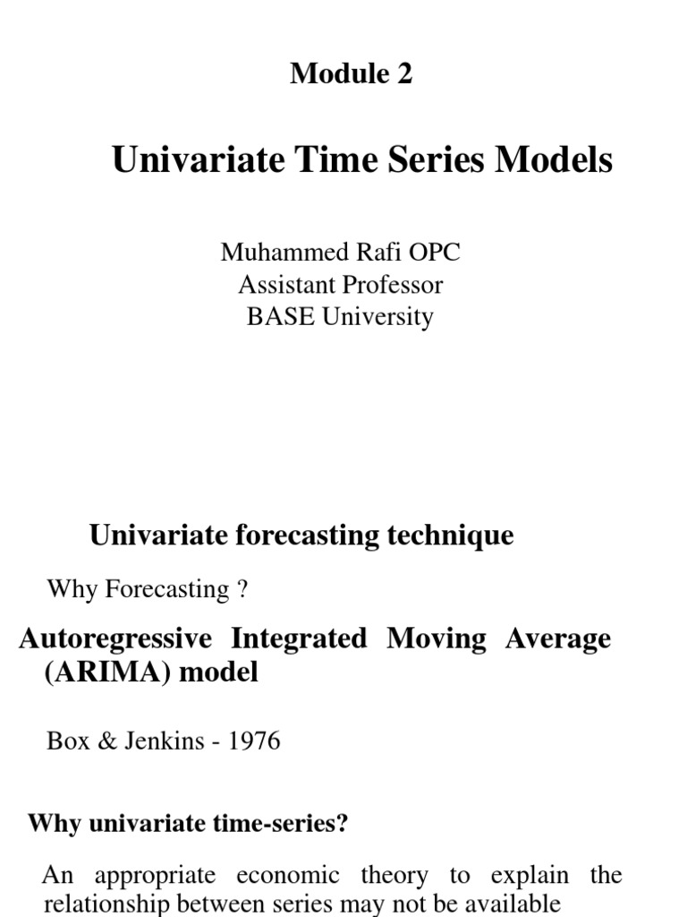 Module 2 - ARIMA PDF | PDF | Autoregressive Integrated Moving Average | Autoregressive Model