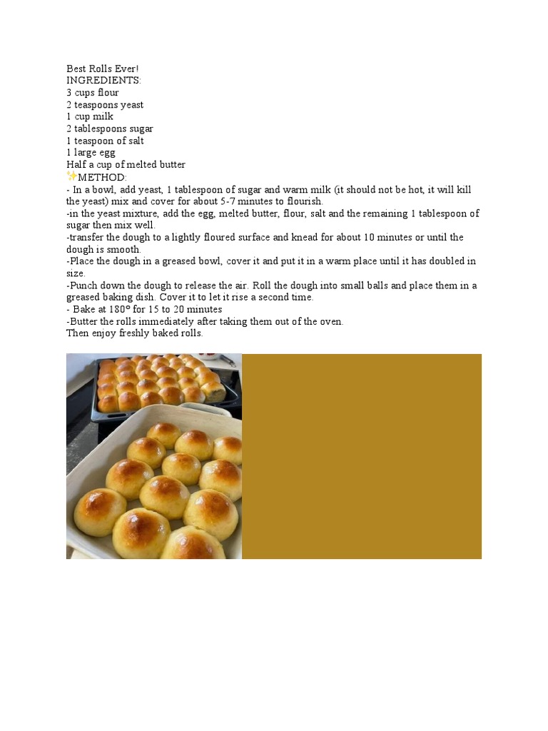 Best Homemade Dinner Rolls Recipe | PDF | Cooking, Food & Wine