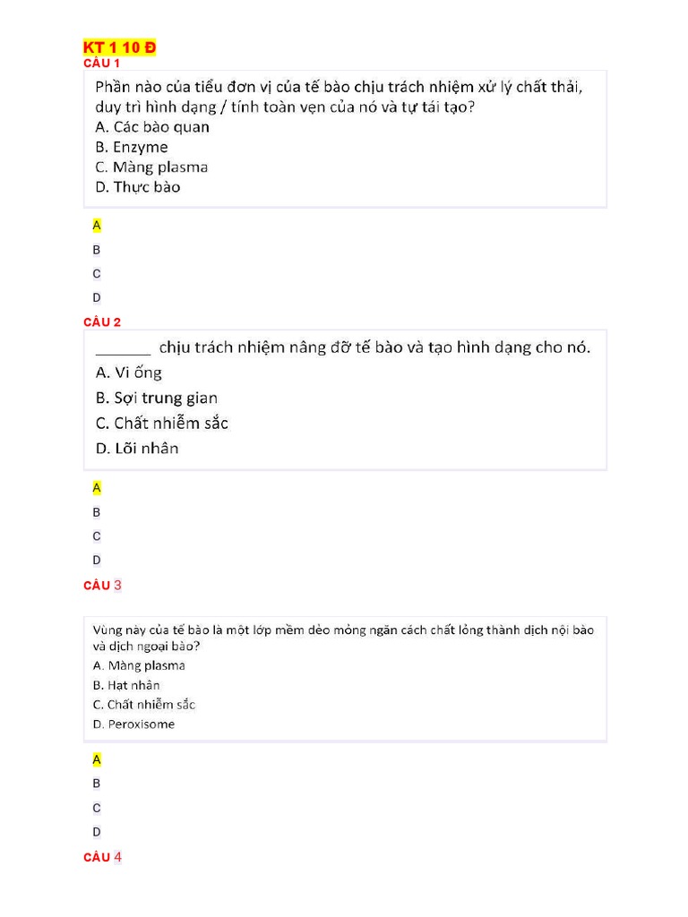 T NG H P HÓA SINH 1 T Kiem Tra 1 - Kiem Tra 3 | PDF