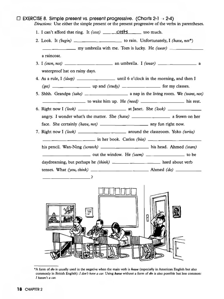Exercise 8 - Simple Present Vs Present Progressive | PDF