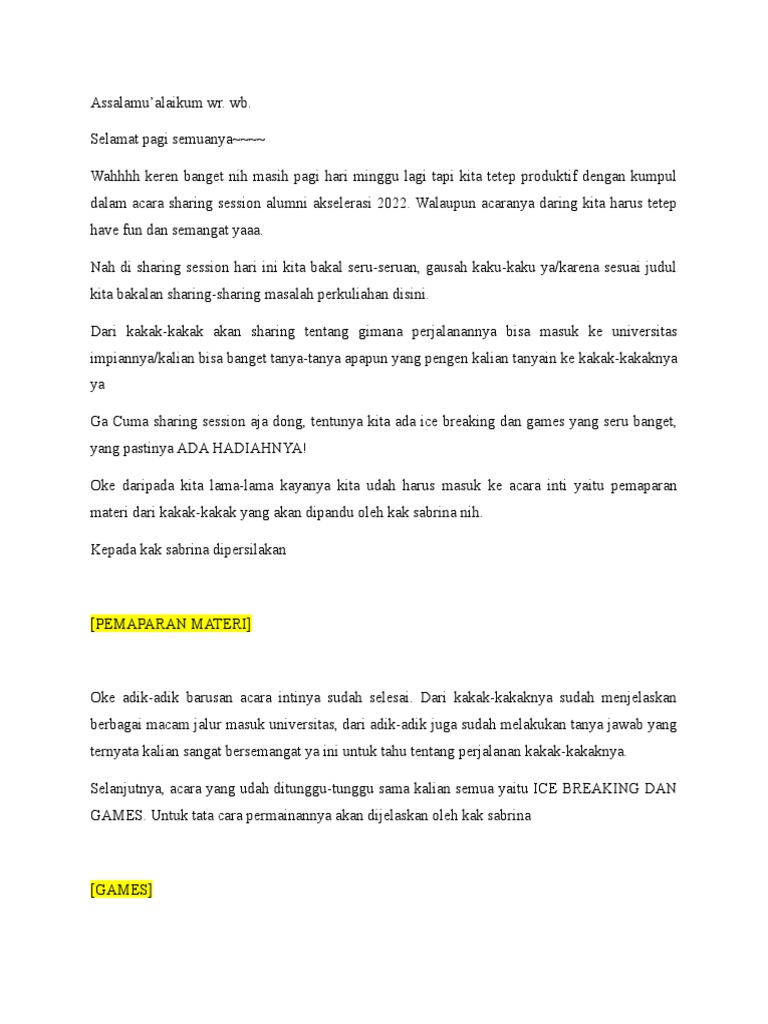 MC Sharing Session | PDF