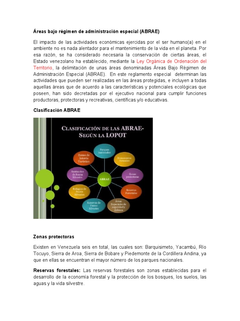 Áreas Bajo Régimen de Administración Especial (ABRAE) | PDF | Venezuela | Fauna