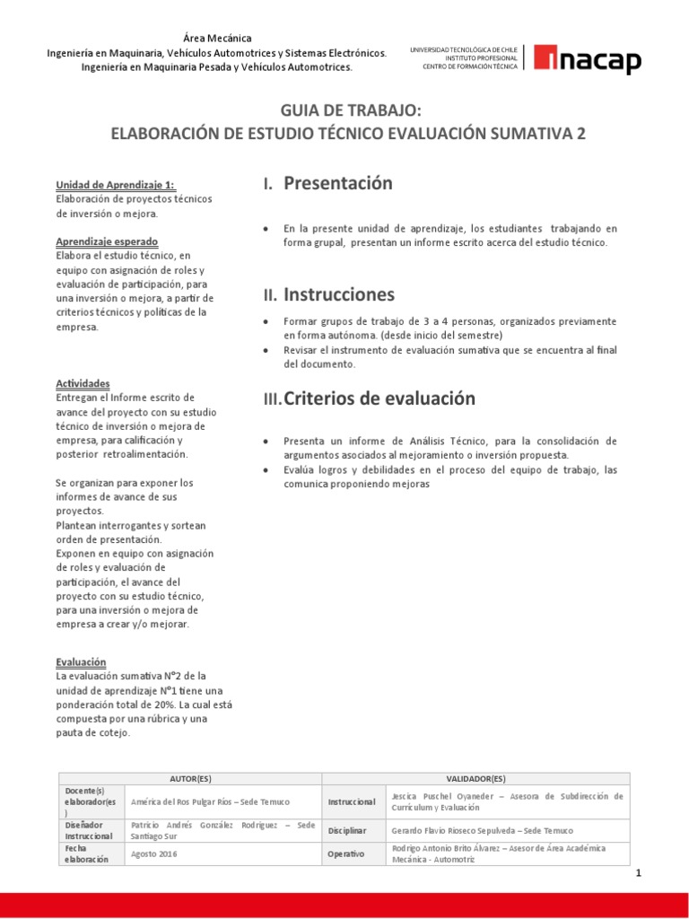 GuÃ A - Form - Proyecto - ES2 | Descargar gratis PDF | Evaluación ...