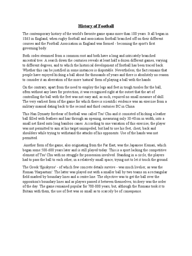 History of Football | Download Free PDF | Referee | Football Codes