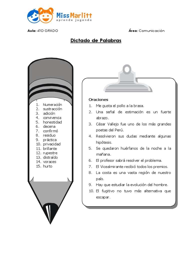 Dictado 4to Grado Pdf