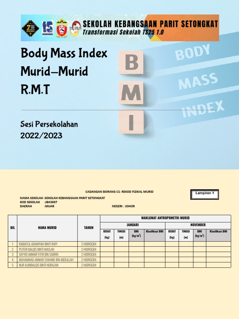 Rekod BMI Murid Sekolah Kebangsaan | PDF