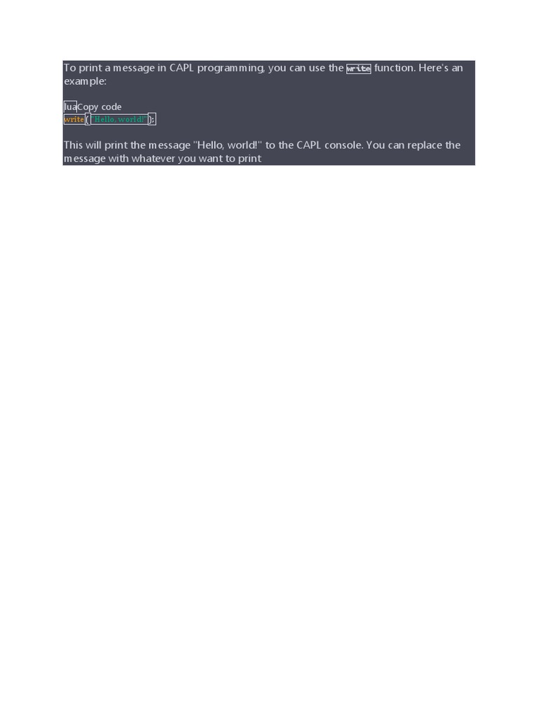 To Print A Message In Capl Programming Pdf Pdf 