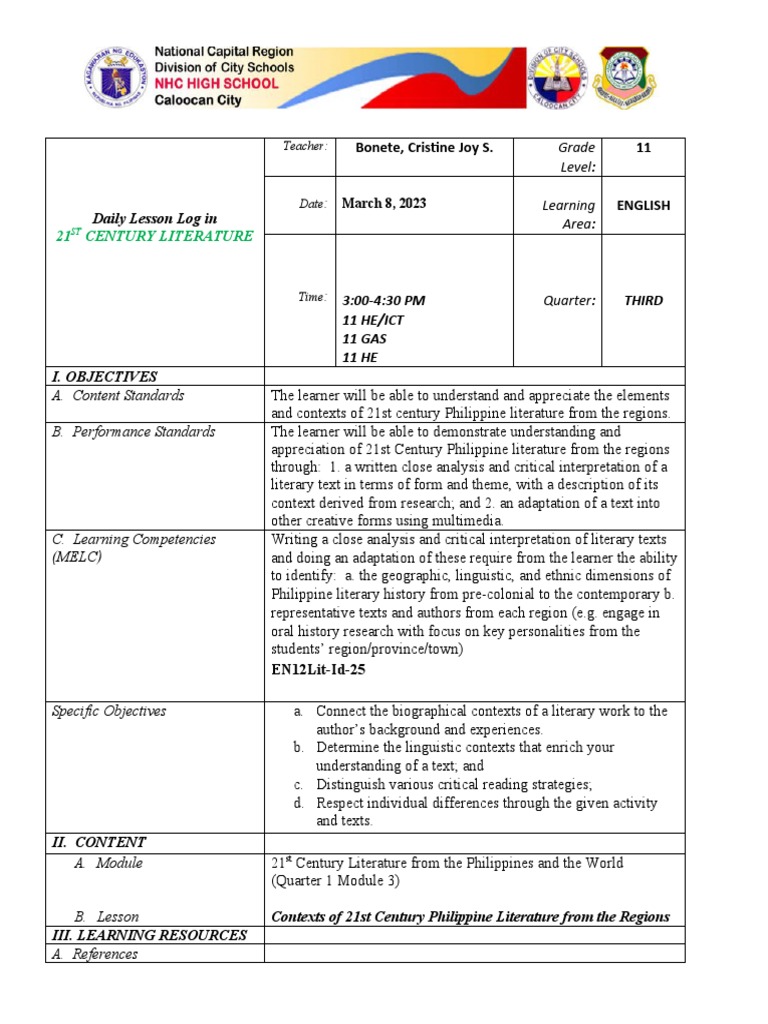 DLP 21ST CENTURY Cristine Joy | PDF | Learning | Teachers