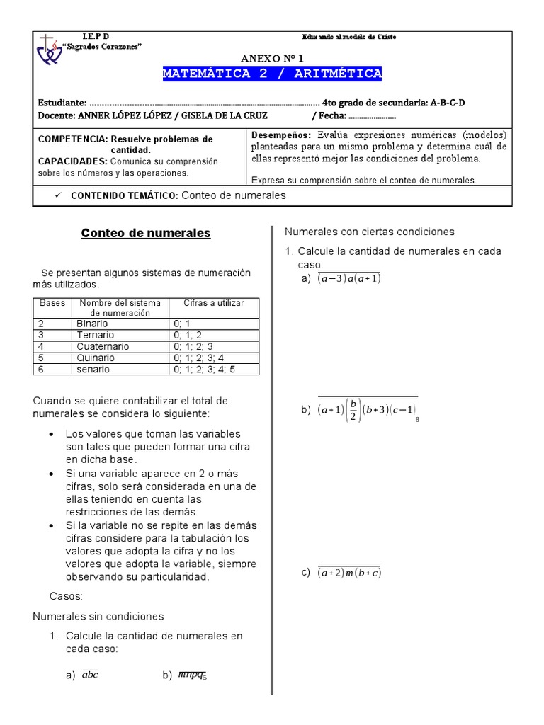 Ficha 03 Mat2 4to Sec. | PDF | Evaluación | Matemáticas