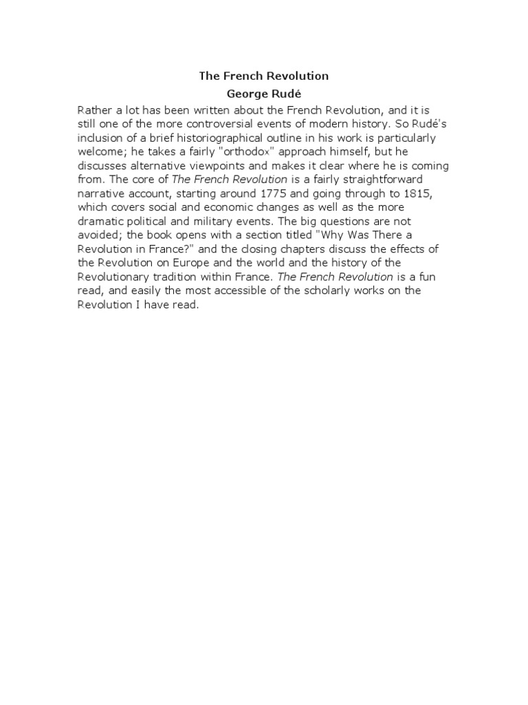 The French Revolution (George Rude) Book Review | PDF