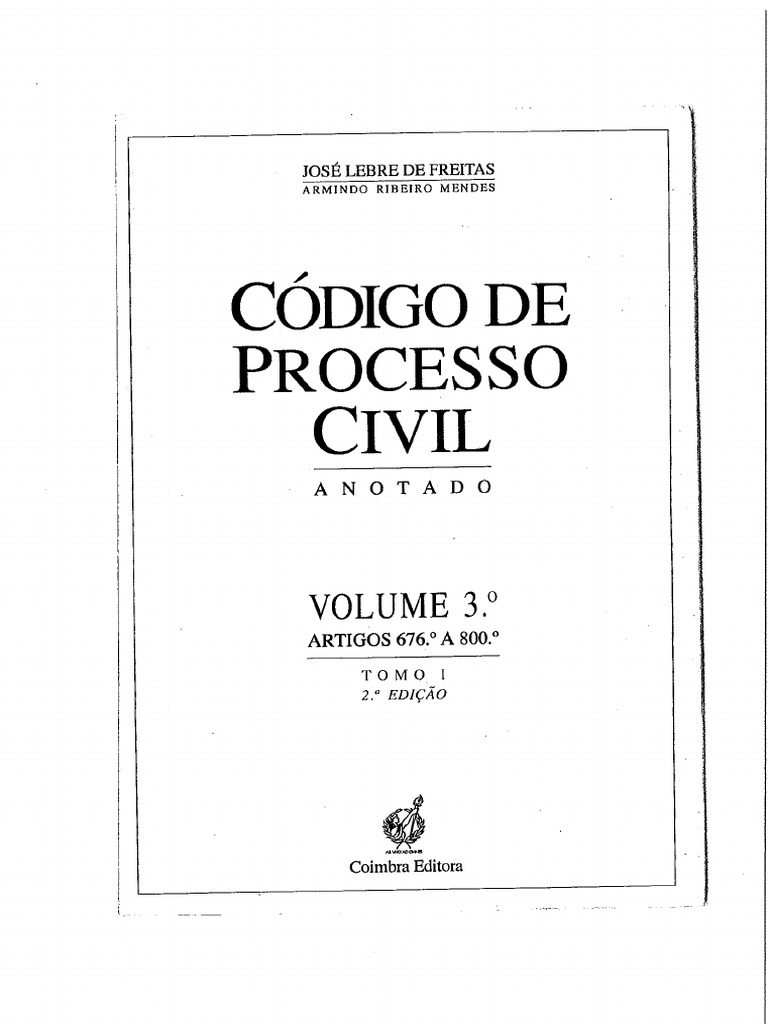 Código Processo Civil Anotado 676 800 Vol 3 Tomo 1 J Lebre 9969