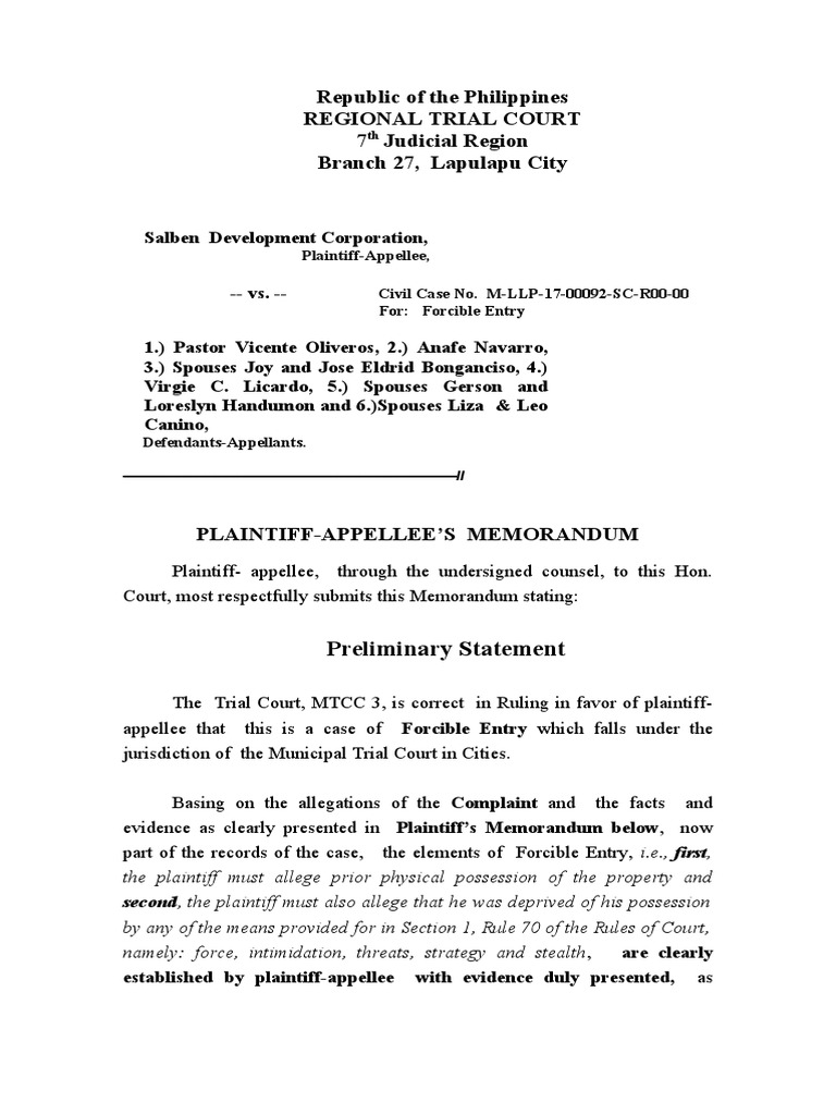 Appellees' Memorandum | PDF | Ownership | Power Of Attorney