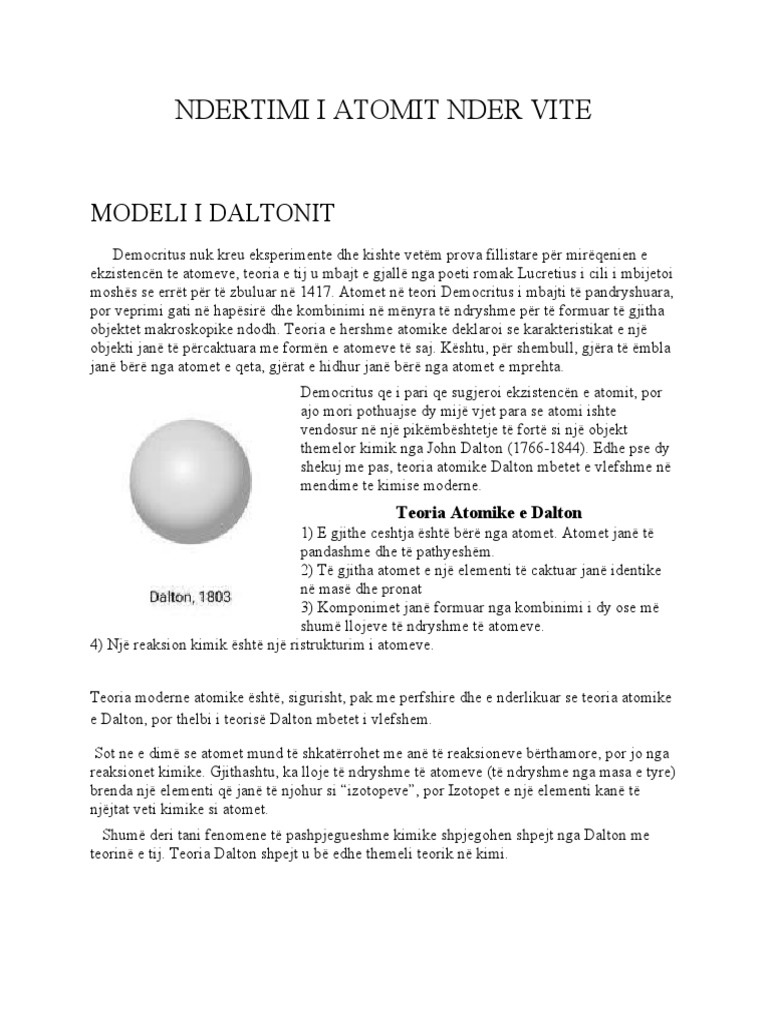 Modelet e Atomeve | PDF