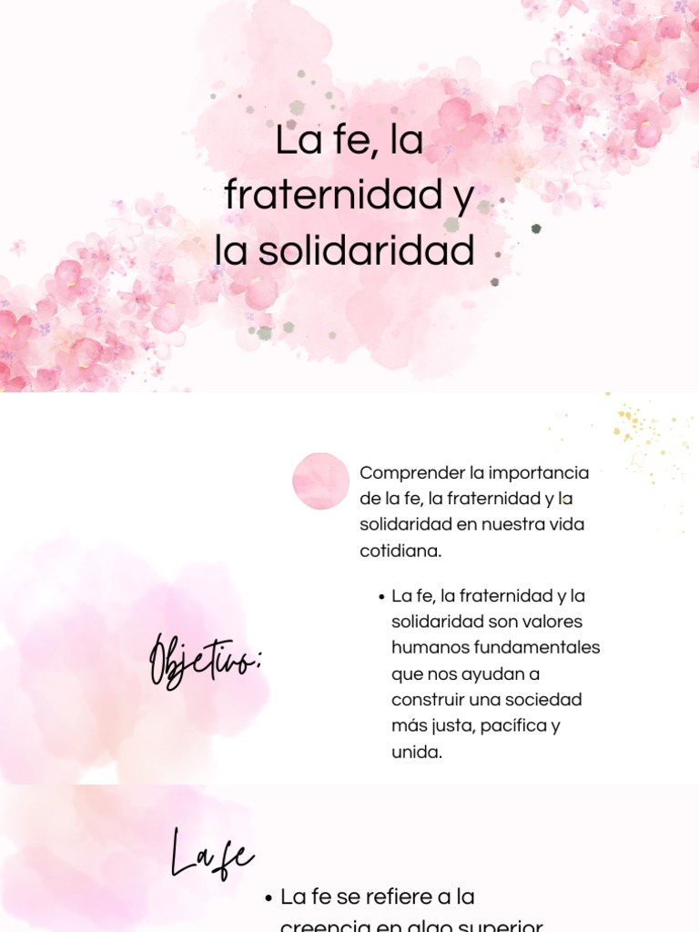 Fraternidad, Fe y Solidaridad en Sociedad | PDF