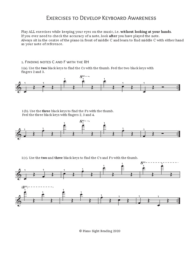 Keyboard Awareness Exercises | PDF | Musical Instruments | Music Theory