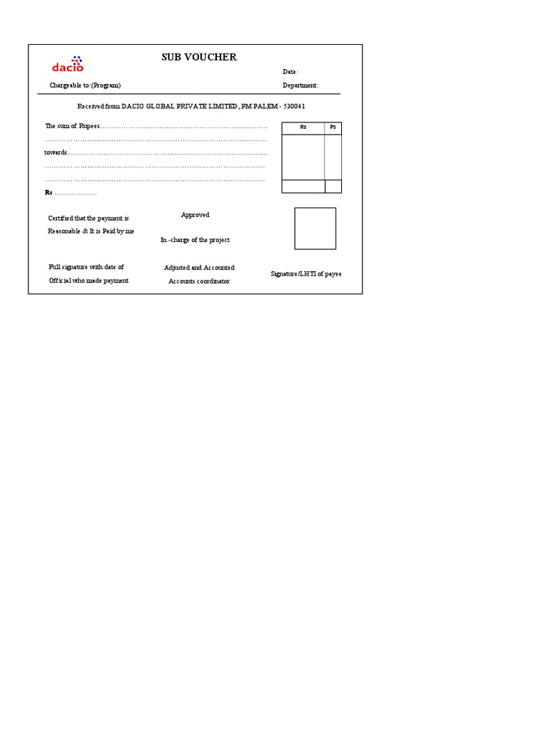 Sub Voucher Format | PDF