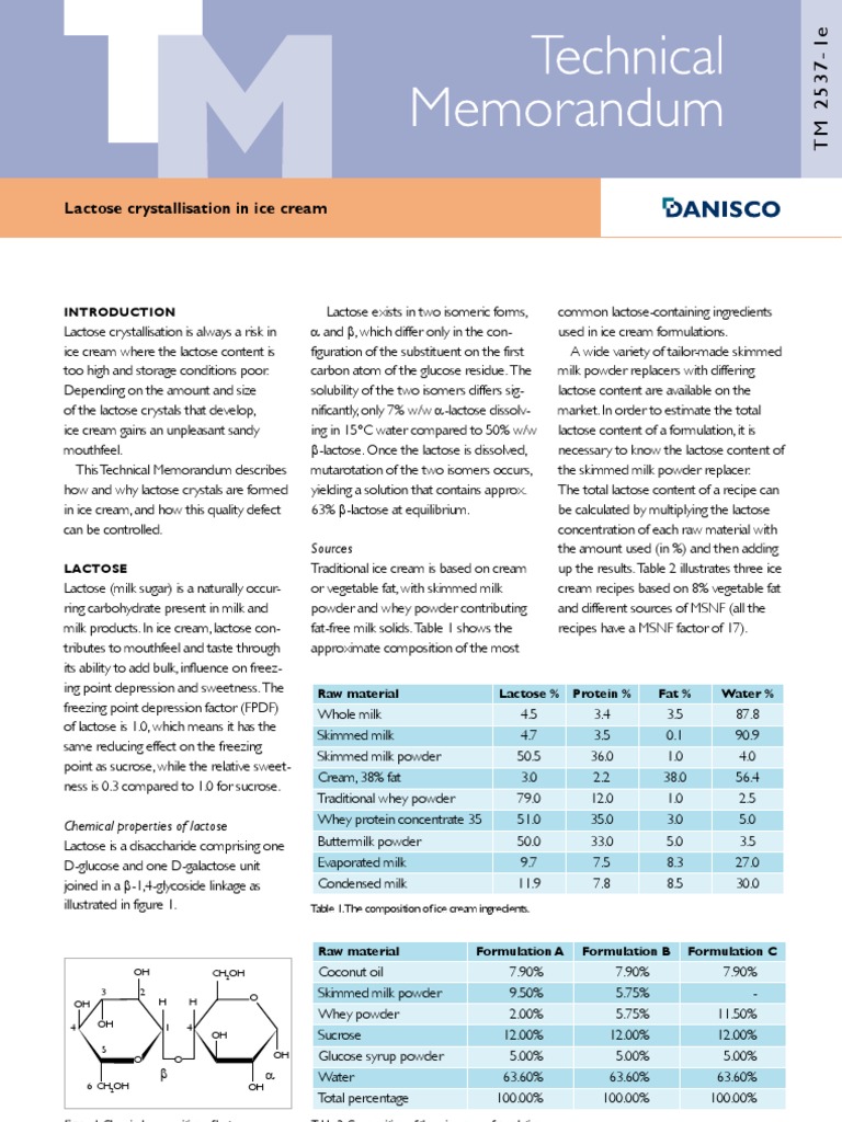 Controlling Lactose Crystallization in Ice Cream | PDF ...