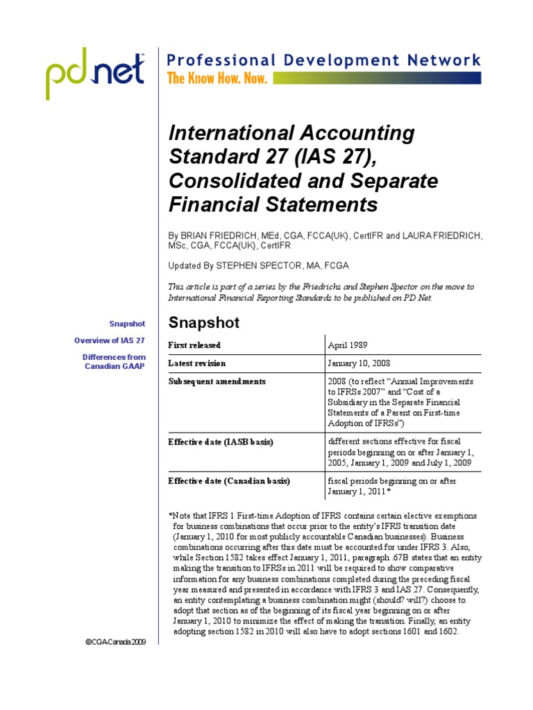 Ias 27 | PDF | International Financial Reporting Standards ...