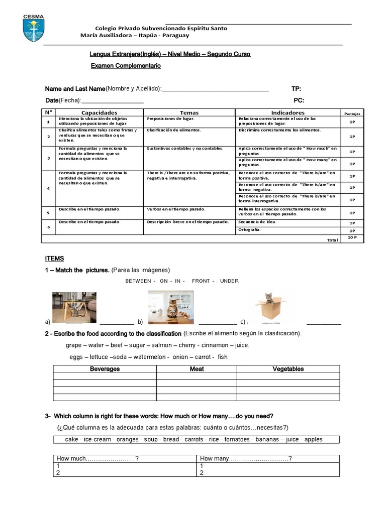 Examen Complementario 2 | PDF | Lingüística