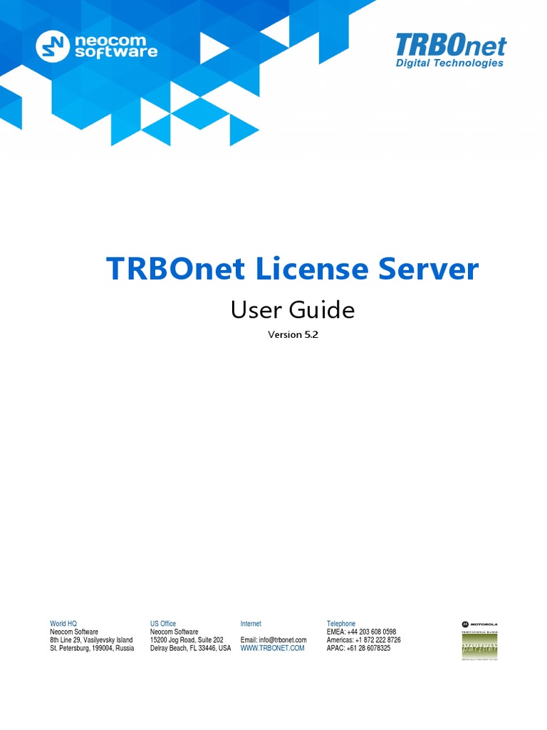 TRBOnet License Server User Guide v5.2 PDF | PDF | Server (Computing) | Computer File
