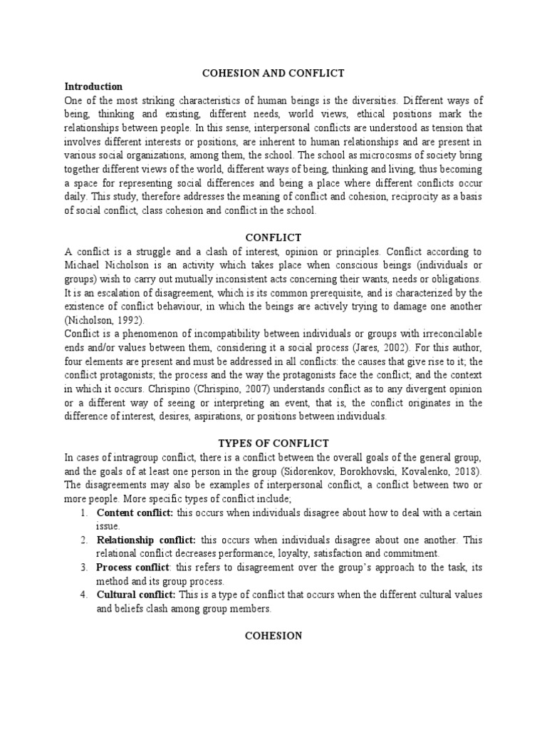 Cohesion and Conflict | PDF | Group Cohesiveness | Conflict (Process)