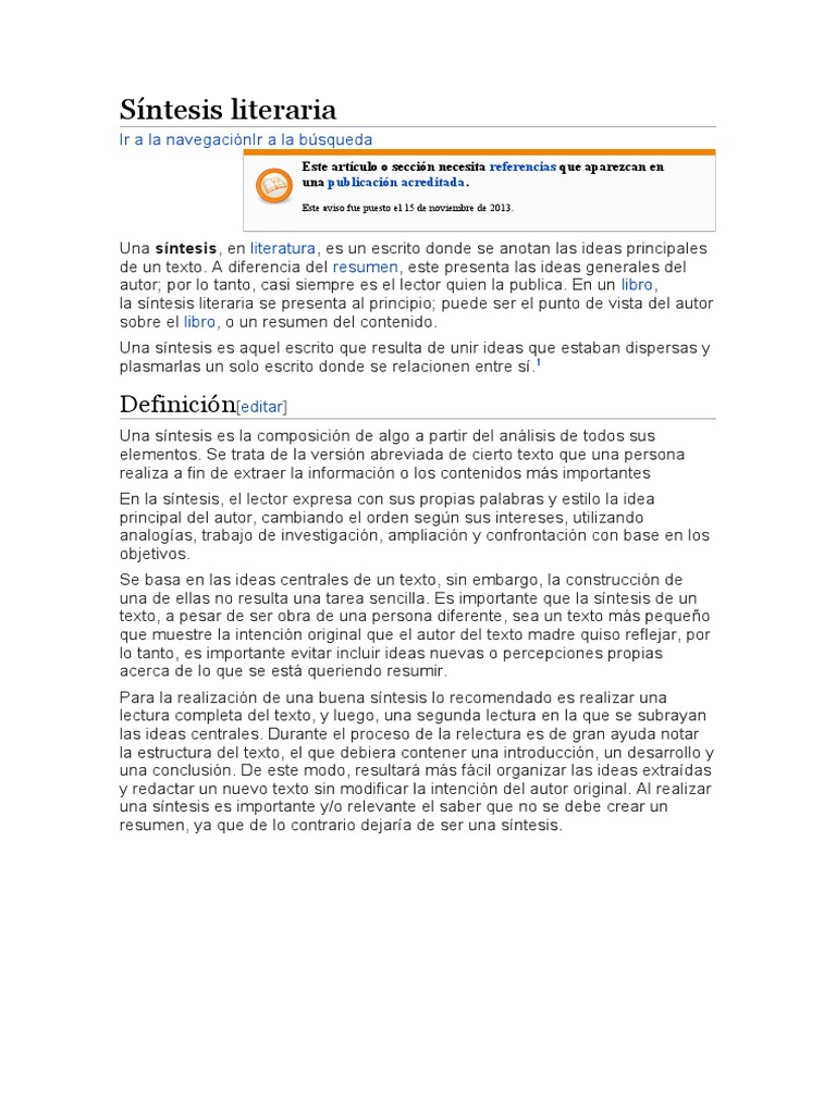 Síntesis Literaria | PDF Síntesis Literaria | PDF