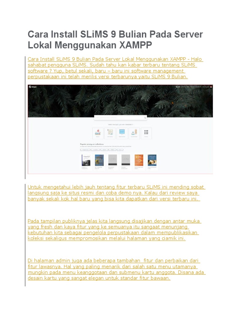 Cara Install SLiMS 9 Bulian Pada Server Lokal Menggunakan XAMPP | PDF ...