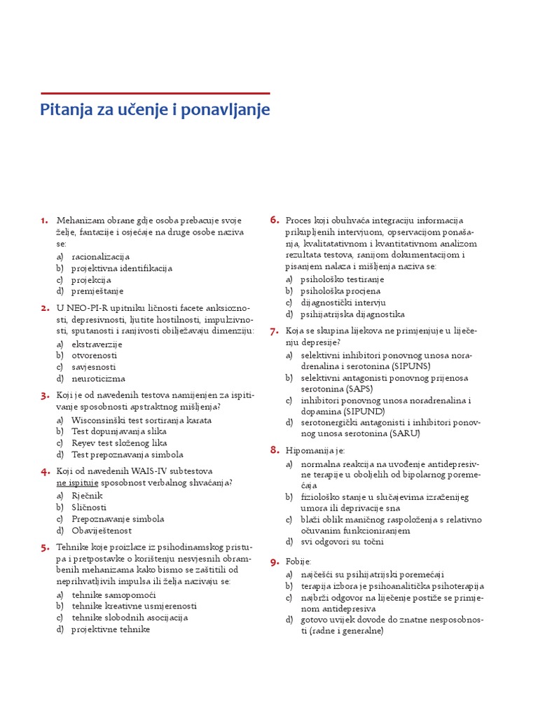 Pitanja Za Učenje I Ponavljanje | PDF