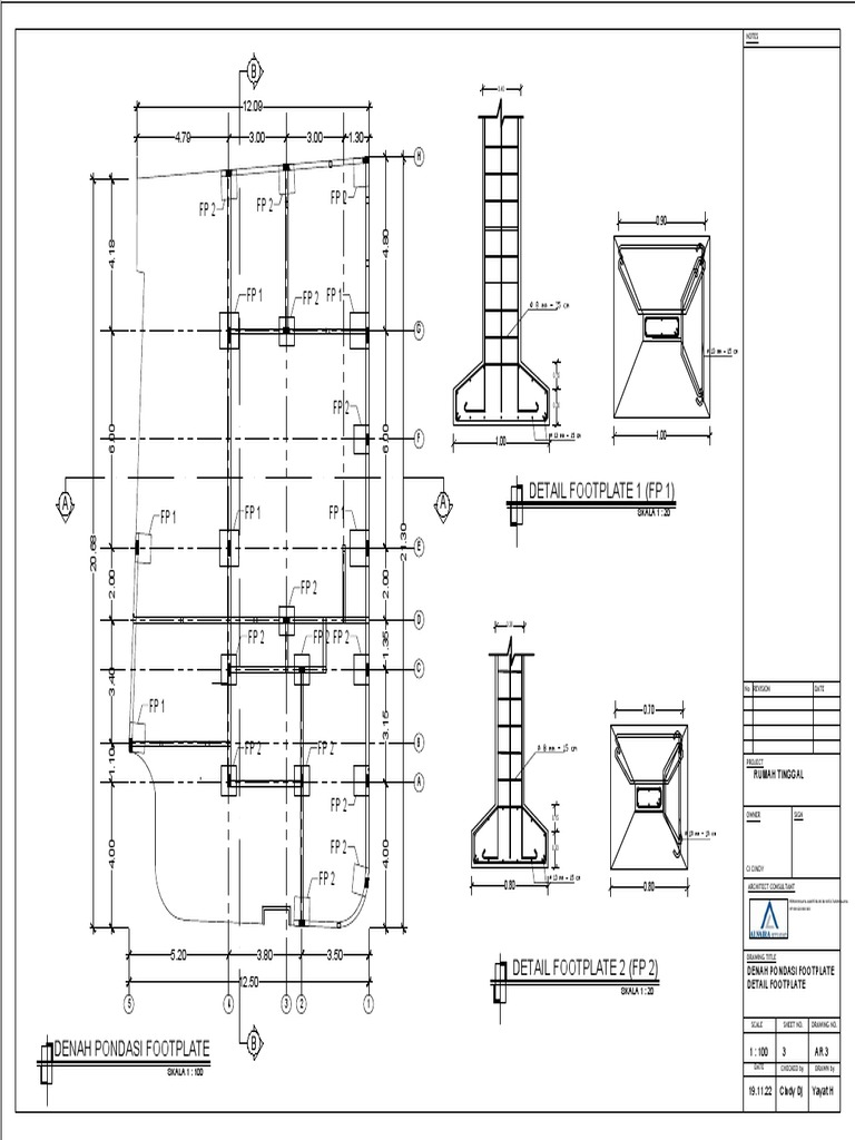 Denah Pondasi Footplate Rumah Tinggal | PDF