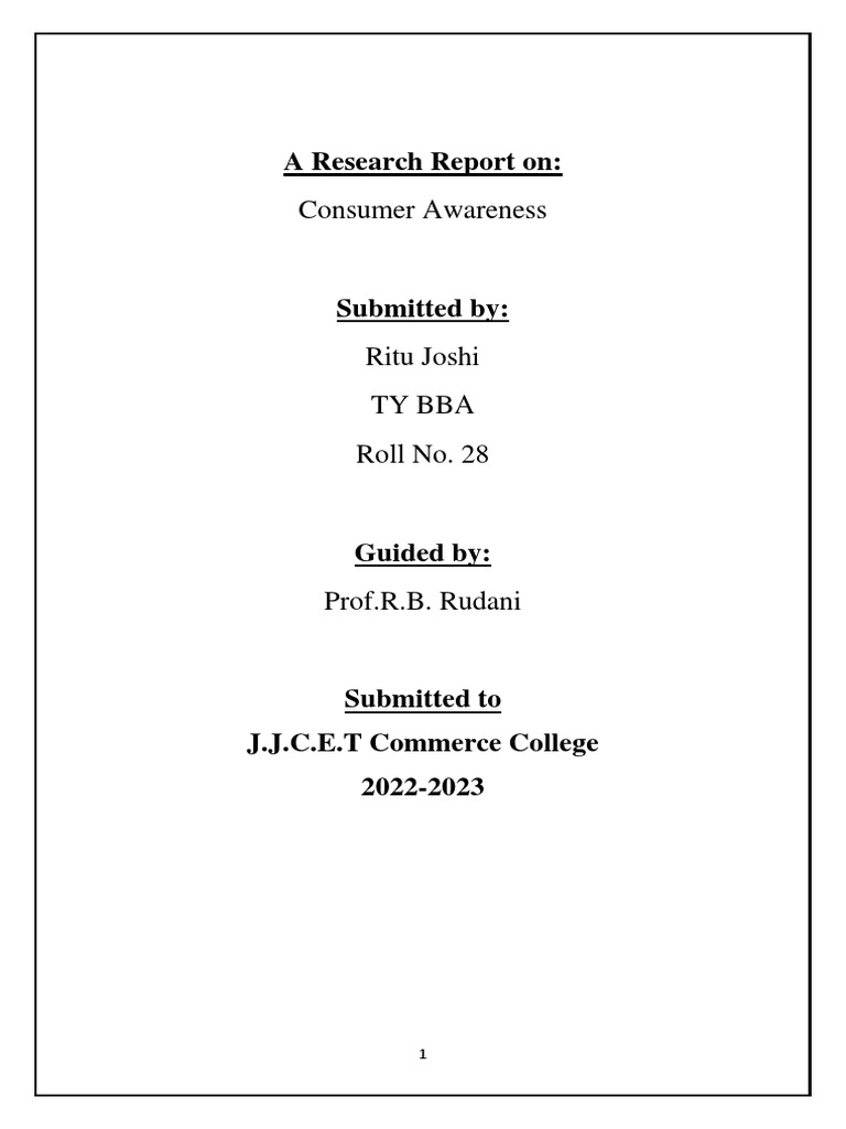 Consumer Awareness Report Final | PDF | Methodology | Sampling (Statistics)