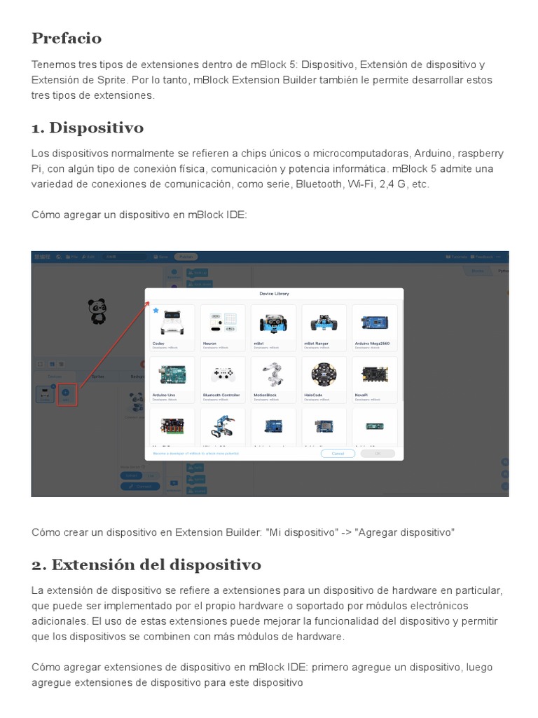 17 Tipos de Extensión - Documentación de Mblock Extension Builder - Mblock | PDF