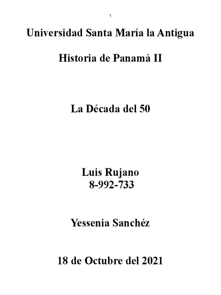 Decada 50 RUJANO | PDF | Panamá | Gobierno