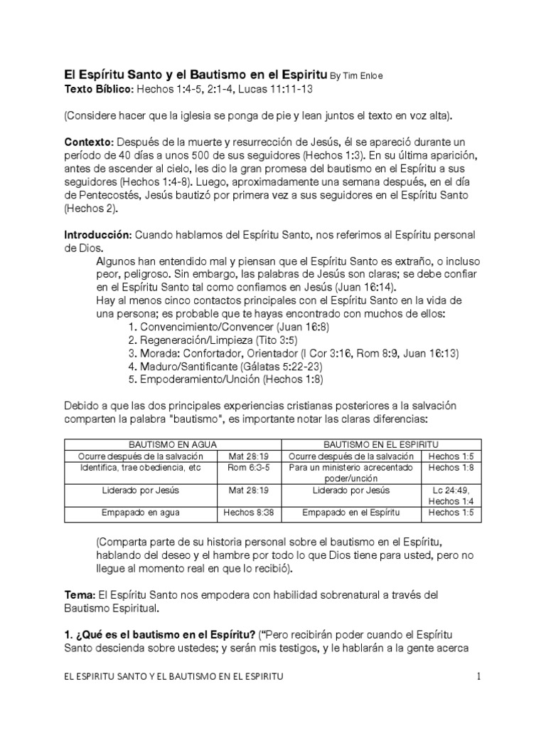 Bautismo en el Espíritu Santo | PDF | Bautismo Con El Espiritu Santo | espíritu Santo