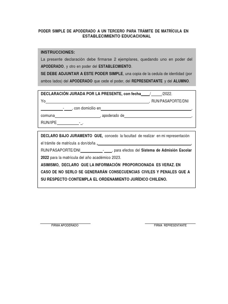 Poder Simple de Apoderado | PDF