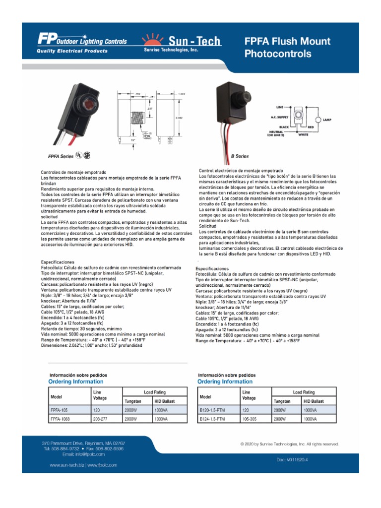 Paq 5 PART 43 Y PART 44 - OJO DE 127V FPFA-105, 208-277 V FPFA-1068 ...