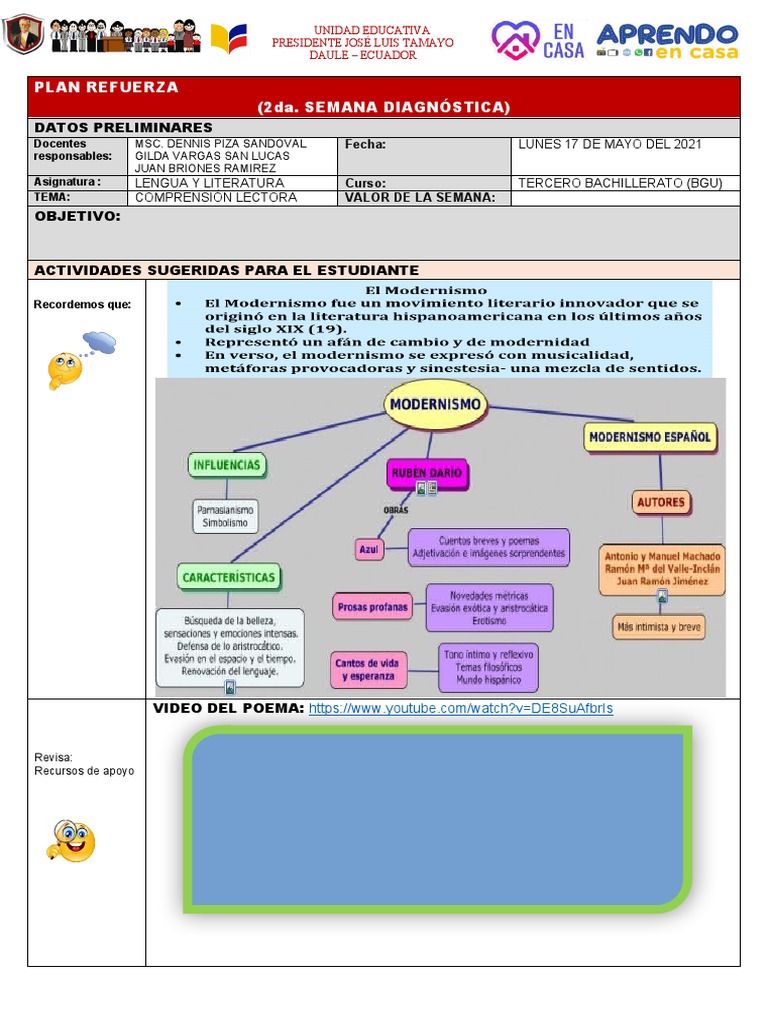 Plan Refuerza Lengua 3ro Bgu #6 | PDF